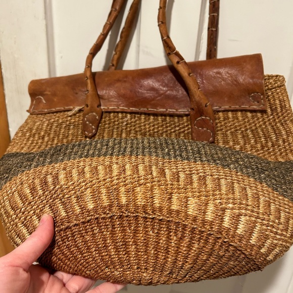 Bags | Cute Boho Woven Bag With Leather Accents | Poshmark